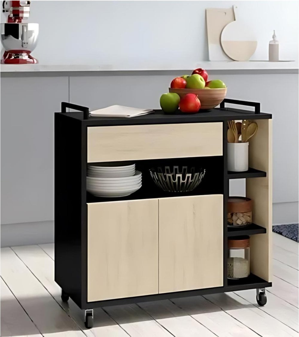 Mueble Auxiliar Negro con Ruedas